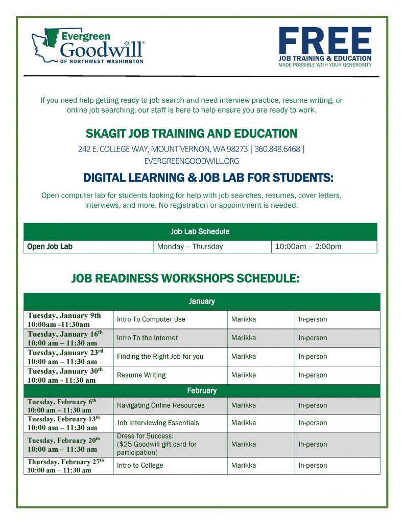 Evergreen Goodwill Computer Classes - Mount Vernon Chamber of Commerce